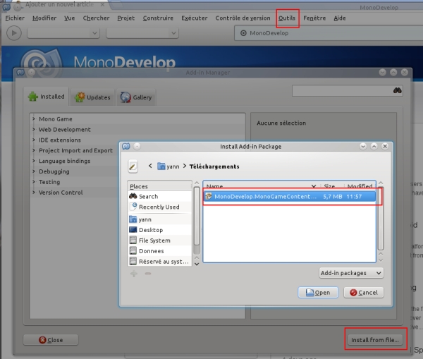Utilisation du plugin MonoGame pour MonoDevelop 4.x sous Linux - Demonixis Games